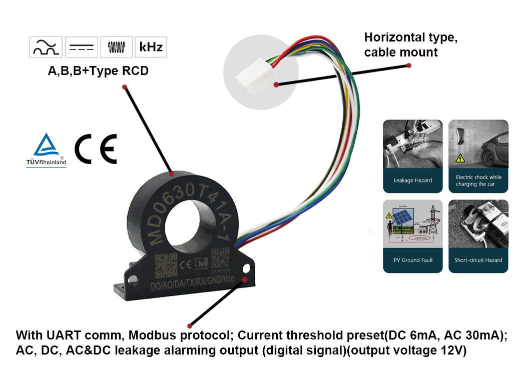 IEC62955 EV RCD Protection 6mA DC 30mA AC RCM Residual Current ...